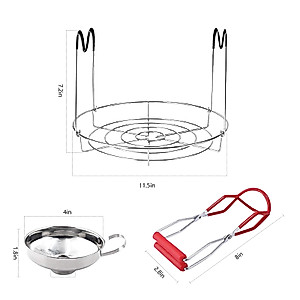 Kalolary Canning Rack, 3PCS Canning Kit Jar Tongs Stainless Steel Canning Funnel Jar Lifter Canning Rack with Silicone Handle Heat-resistant Kitchen Canning Supplies(Jars Not Included)