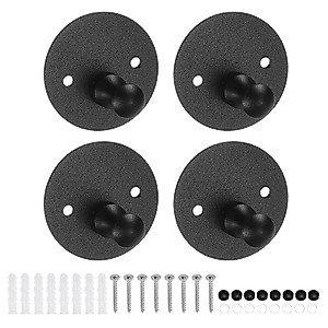 uxcell Bathroom Hook, 4Pcs Waterproof Stainless Steel Square Towel Hooks Coat Hook Punch/Self Adhesive Decorative for Kitchen, Door, Cabinet(50mm, 32x14mm, Round, Black)