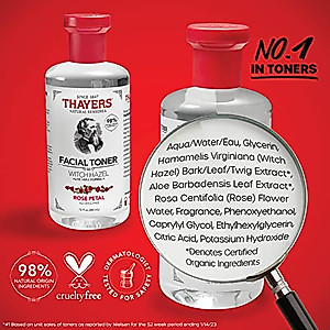 Thayers Facial Toner, Witch Hazel with Aloe Vera, Rose Petal, 12 Fl Oz