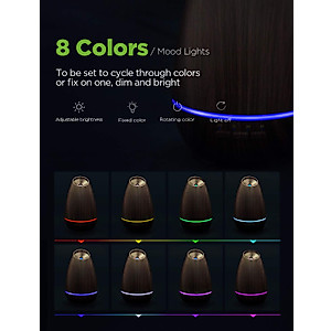 InnoGear Essential Oil Diffusers, 400ml Aromatherapy Diffuser for Essential Oils Cool Mist Humidifier with 4 Timer Adjustable Mist Waterless Auto-Off for Home Office Bedroom, Brown Wood Grain