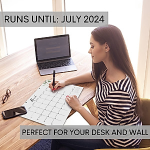 Aesthetic 2023 Modern Greenery Desk Calendar - Runs Until July 2024 - 17"x11" Desktop/Wall Calendar for Easy Organizing