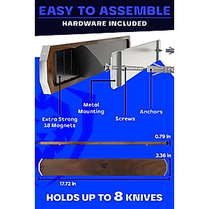 Dalstrong Magnetic Knife Holder Wall - Premium North American Walnut Wood - Knife Magnetic Strip - Aluminum Frame - 18" x 2.5" - Powerful Magnet Kitchen Bar - Easy Mount - Safely Display your Knives