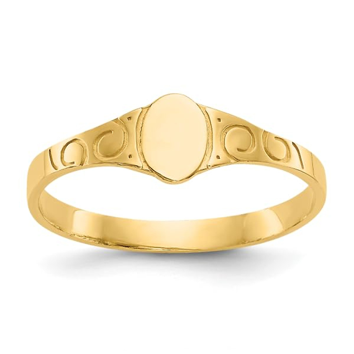 IceCarats 14K Yellow Gold Oval Custom Engraved Signet Ring Handmade Personalized Monogram Initial Letter Band Size 3