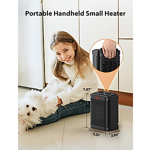 1000W/700W Space Heater, Small Ceramic Space Heater with Thermostat, Mini Portable Electric Heater with Fast Safety Heat, Multiple Protection for Home Office Desk