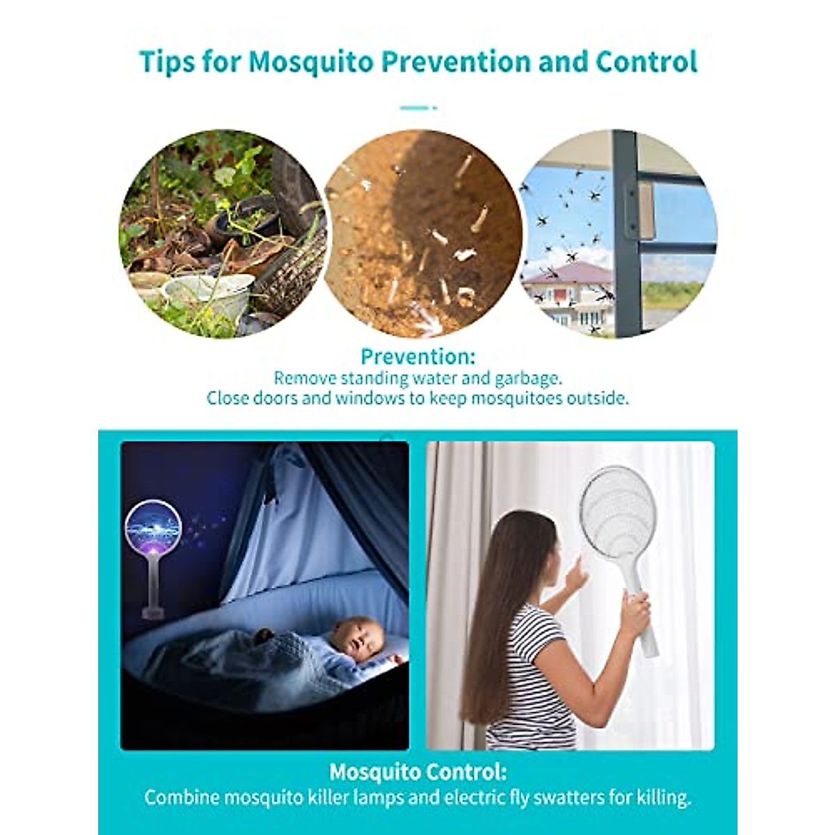 YISSVIC Electric Fly Swatter 4000V Bug Zapper Racket Dual Modes Mosquito Killer with Purple Mosquito Light Rechargeable for Indoor Home Office Backyard Patio Camping