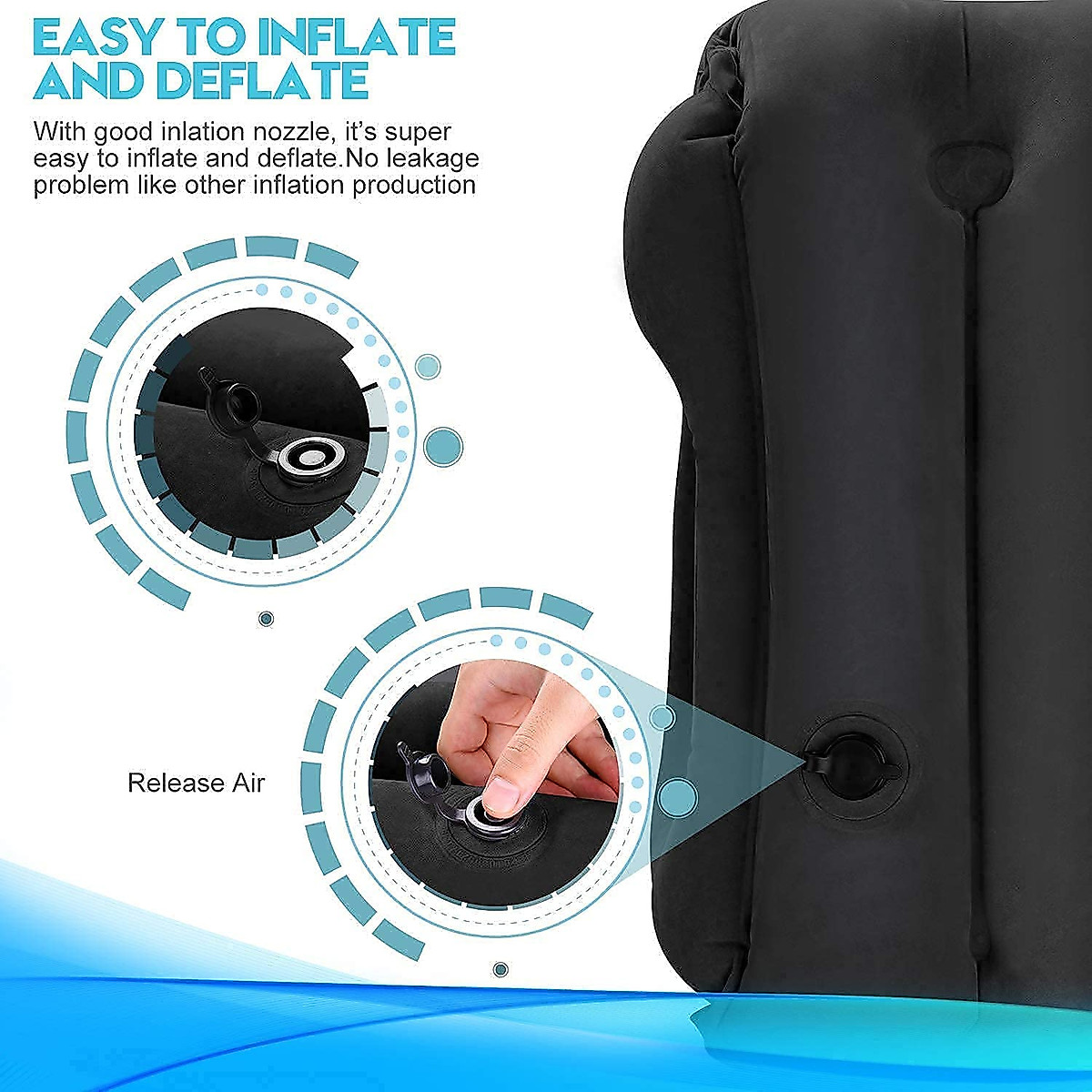 Inflatable Travel Pillow, Airplane Neck Pillow for Sleeping, Supports Head and Chin for Airplanes,Trains,Cars and Office Napping with 3D Eye Mask and Earplugs and Portable Drawstring Bag