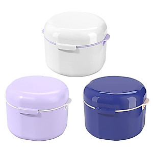 kekafu Denture Bath Box Cup, Denture Bath Case with Strainer Basket, False Teeth Storage Box Holder, Retainer Cleaning Box, Soak Cup ，with braces chewable tablets, Braces removal tool and toothbrush