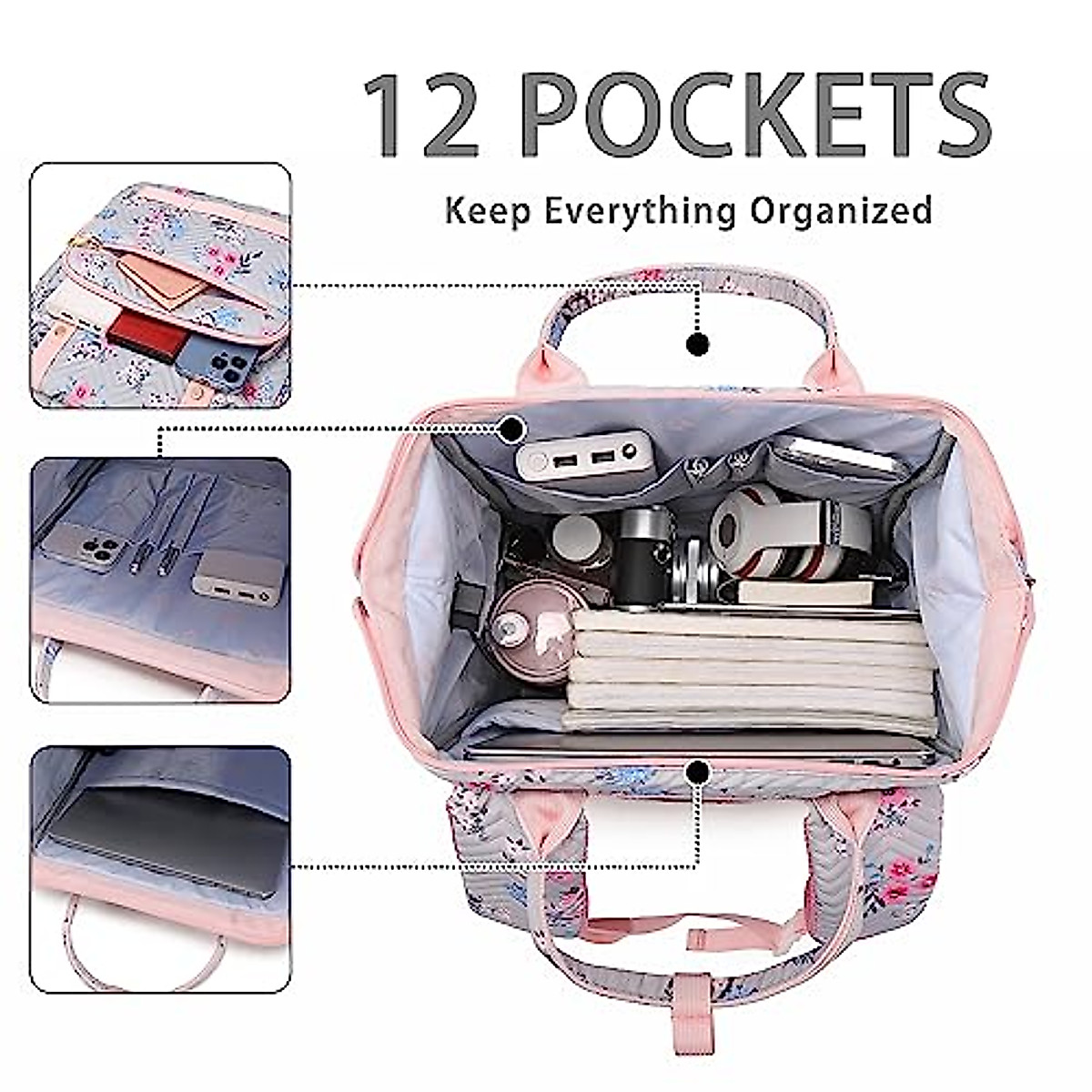 HIDDS Laptop Backpack 15.6 Inch Bundle Women Purse College School Bag Baby Diaper Backpacks Large