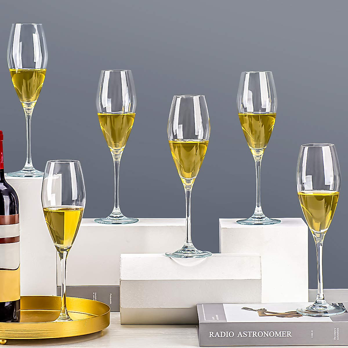 FAWLES Champagne Flutes Set of 6, Crystal Glass, 9 oz Champagne Glasses, Prosecco Sparkling Wine Glasses Set