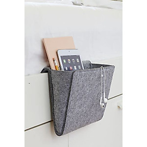 Kikkerland Grey Felt Bedside Pocket Caddy, Storage, Organizer, Holder
