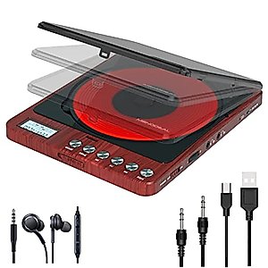 Portable CD Player with Headphones, Monodeal CW605 Compact Design CD Player with LCD Disply, Anti-Skip Personal CD Player for Car, Rechargeable CD Player for Music Audiobook Listening