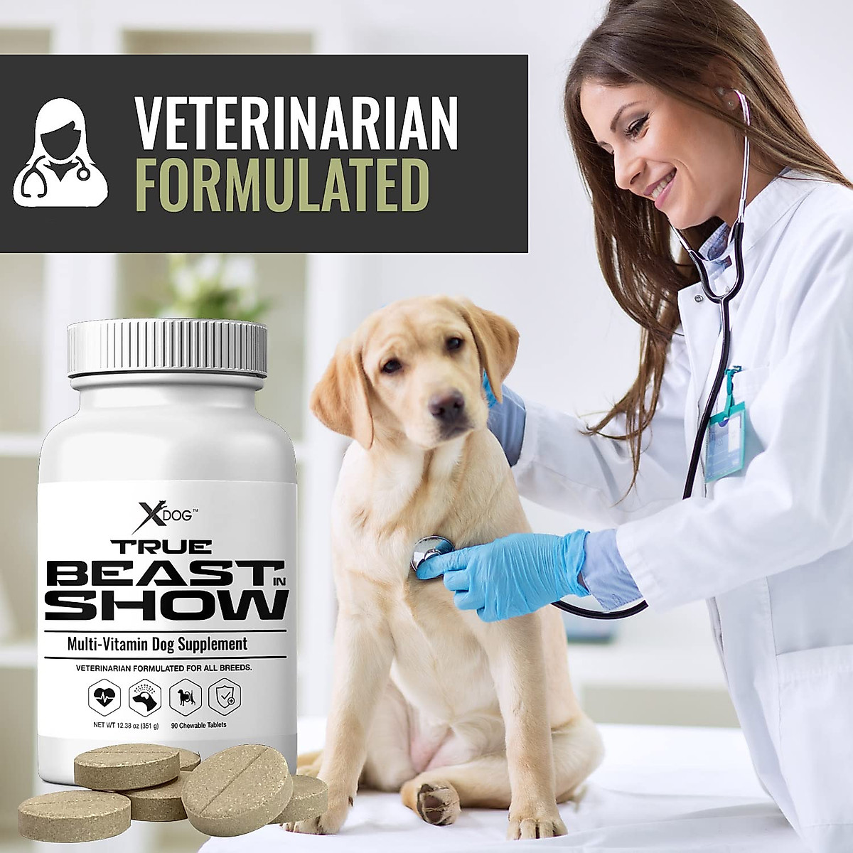 True Beast in Show Muscle Multivitamin for Dogs (Veterinarian Formulated): Vitamins, Minerals, Antioxidants, Digestive Enzymes, Fatty Acids, Amino Acids and Trace Minerals.