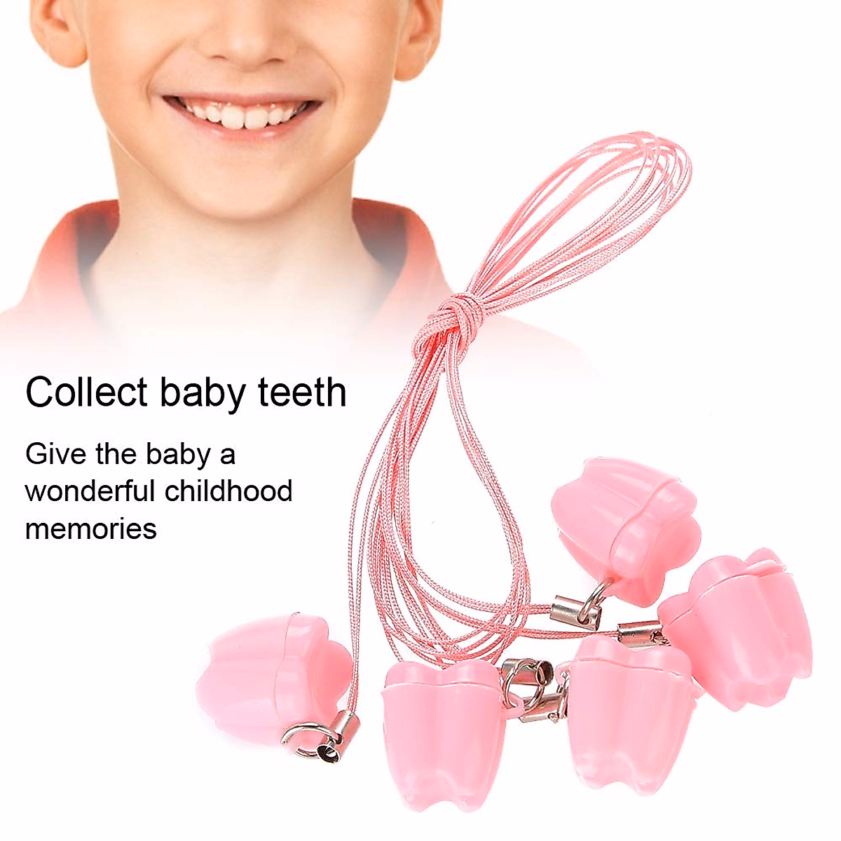 ANGGREK Milk Tooth Saver Necklaces, 5pcs Plastic Baby Milk Tooth Storage Box with Rope Tooth Saver Necklaces()
