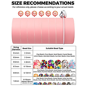 6 Rolls FIVEIZERO Elastic Bracelet String Cord, 0.4mm, 0.5mm, 0.6mm, 0.7mm, 0.8mm, 1mm Crystal Clear Stretchy Elastic Bead String for Bracelets, Jewelry Making and Clay Pony Seed Stone Beads Beading