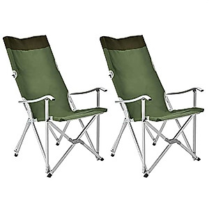 Portable Camping Chairs 2 Pack, Higher Folding Beach Chair Outdoor Sun Pool Lawn Picnic Sand Chair Aluminum Frame with Carrying Bag for Hiking BBQ Beach Traveling Picnic Fishing