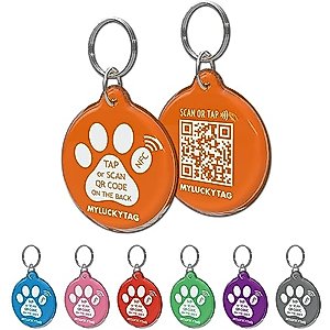 MYLUCKYTAG NFC & QR Code Smart Pet ID Tag Personalized Dog Cat Tag, Online Pet Profile, Pet Location Alert Email, Digital Pet Tag, Quiet Pet Tag, Durable Pet ID, Dog Collar Tag