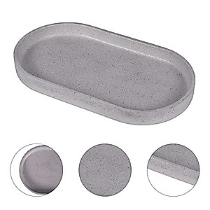 Bathroom Vanity Tray Toilet Tank Oval Storage Tray Resin Handmade Bathtub Kitchen Dresser Countertop Organizer(Gray)