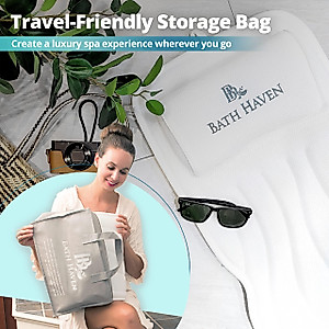 Bath Haven Bath Pillow for Bathtub - Full Body Mat & Cushion Headrest for Women and Men, Luxury Pillows for Neck and Back in Shower Tub or Jacuzzi - Powerful Suction Cups - Spa Accessories (Classic)