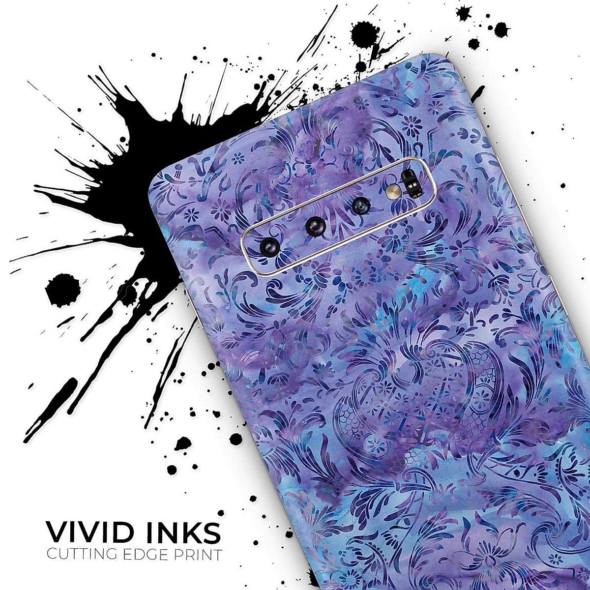 DesignSkinz Purple Damask v2 Watercolor Pattern V2 Protective Vinyl Decal Wrap Skin Cover Compatible with The Samsung Galaxy S20 (Screen Trim & Back Glass Skin)