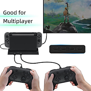 Mcbazel USB Hub for Switch Dock, 4 Ports USB 2.0 Hub Dock Compatible with NS Switch - Black