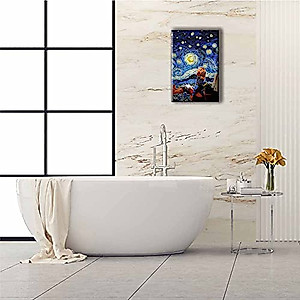 Dumb and Dumber Bathroom Funny Movie Poster-van Gogh Starry Night Abstract Wall Art Decor-Harry on The Toilet Humor Picture Decoration (12x16in(30x40cm)-Framed)