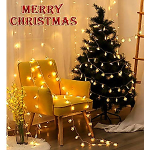 BIMOUR Christmas Lights Snowflake String Lights 19.6 ft 40 LED Fairy Lights Battery Operated Waterproof for Xmas Garden Patio Bedroom Party Decor Indoor Outdoor Celebration Lighting