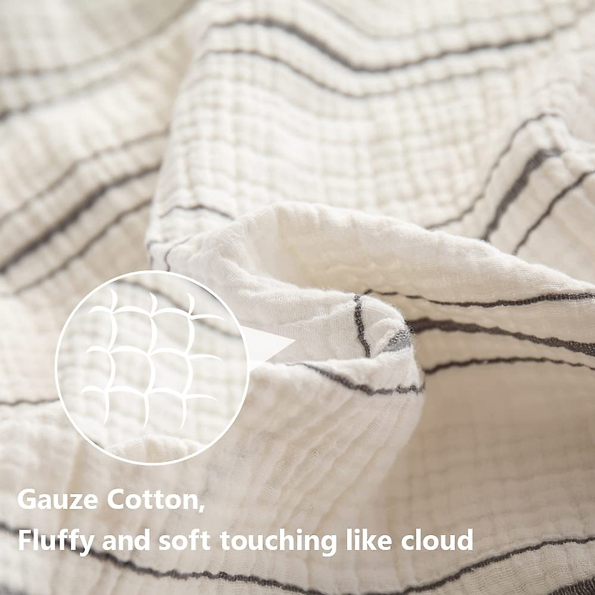 Simple&Opulence Yarn Dyed Striped Cotton Muslin Throw Blanket for Bed, Couch, Knit Woven Blanket with Tassels Soft Lightweight Cozy Pre-Washed Breathable Farmhouse Decoration for All-Season(Grey)