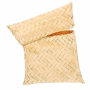 RORPOIR Bamboo Pillow Gift Box Trays Decorative Wedding Decor Woven Hamper Bamboo Woven Basket Bamboo Sticky Rice Serving Bread Basket Decorative Storage Baskets Storage Baskets Woven Food