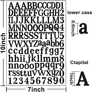 10 Sheets 1210Pieces Black Colors Self Adhesive Vinyl Letter Number Stickers Kit, Alphabet Number Stickers, Mailbox Numbers Sticker for Mailbox, Decals for Sign, Business, Kitchen,Door, Address