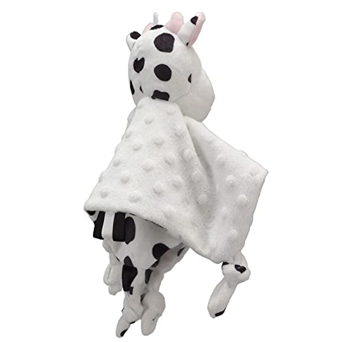 Baby Security Blanket, Cartoon Security Blanket Stuffed Animal Soft Plush with Pacifier for Teething Period (Cow)