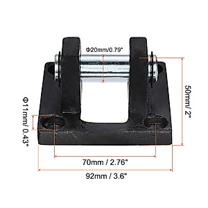 PATIKIL 92x92x50mm Air Cylinder Pneumatic Rod Pivot Clevis Mounting Bracket Rear Mount Part, Black