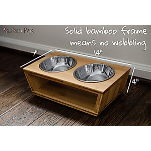 4” Raised Dog Bowls for Small Dogs and Cats. Elevated Dog Bowl Stand by Pawfect Pets. Pet Feeder Comes with Four Stainless Steel Dog Bowls
