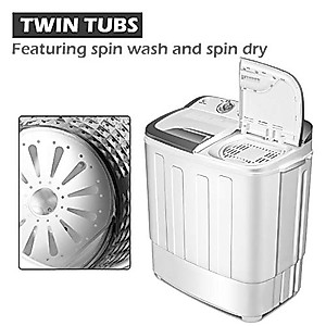 Giantex Washing Machine, Portable Clothes Washing Machines, 13lbs Washer and Spinner Combo, Semi-Automatic Laundry Machine, Compact Twin Tub Mini Washer Machine for Apartment Camping Dorms RV