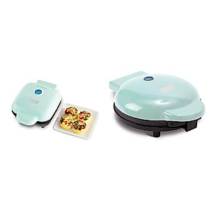 Dash DBBM450GBAQ08 Deluxe Sous Vide Style Egg Bite Maker, Aqua & DMG8100AQ 8” Express Electric Round Griddle, Aqua