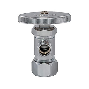 Eastman Multi-Turn Angle Stop Valve with Nut and Sleeve, 3/8 Inch OD x 5/8 Inch OD, Chrome Plate, 48290LF