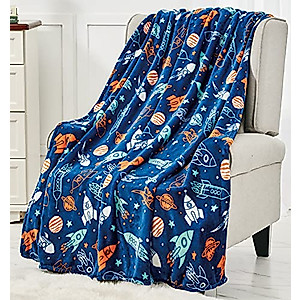 Décor&More Out of This World Plush Fleece Throw Blanket (50 inches x 60 inches ) - Space Adventure
