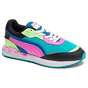 PUMA Women's City Rider Marble Sneaker, Green/Black/Luminous Pink, 9