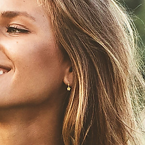 10K Yellow Gold 1” Long Carved Rose Flower Blossom Dangle Style Leverback Earrings