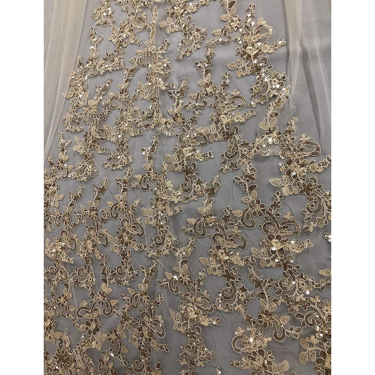 FAIOKAVER Wedding Veils Cathedral Length 1 Tier Sequins Lace Applique with Comb