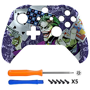 eXtremeRate Clown Cards Patterned Front Housing Shell Case for Xbox One S/X Controller, Soft Touch Faceplate Cover Replacement Kit for Xbox One S/X Controller (Model 1708) - Controller NOT Included