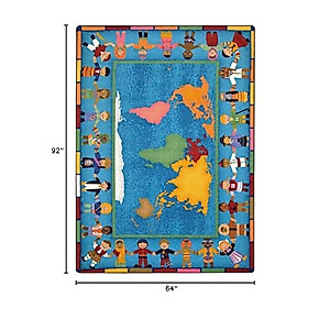 Joy Carpets Hands Around The World Area Rug in Color Multi, 5'4" x 7'8"