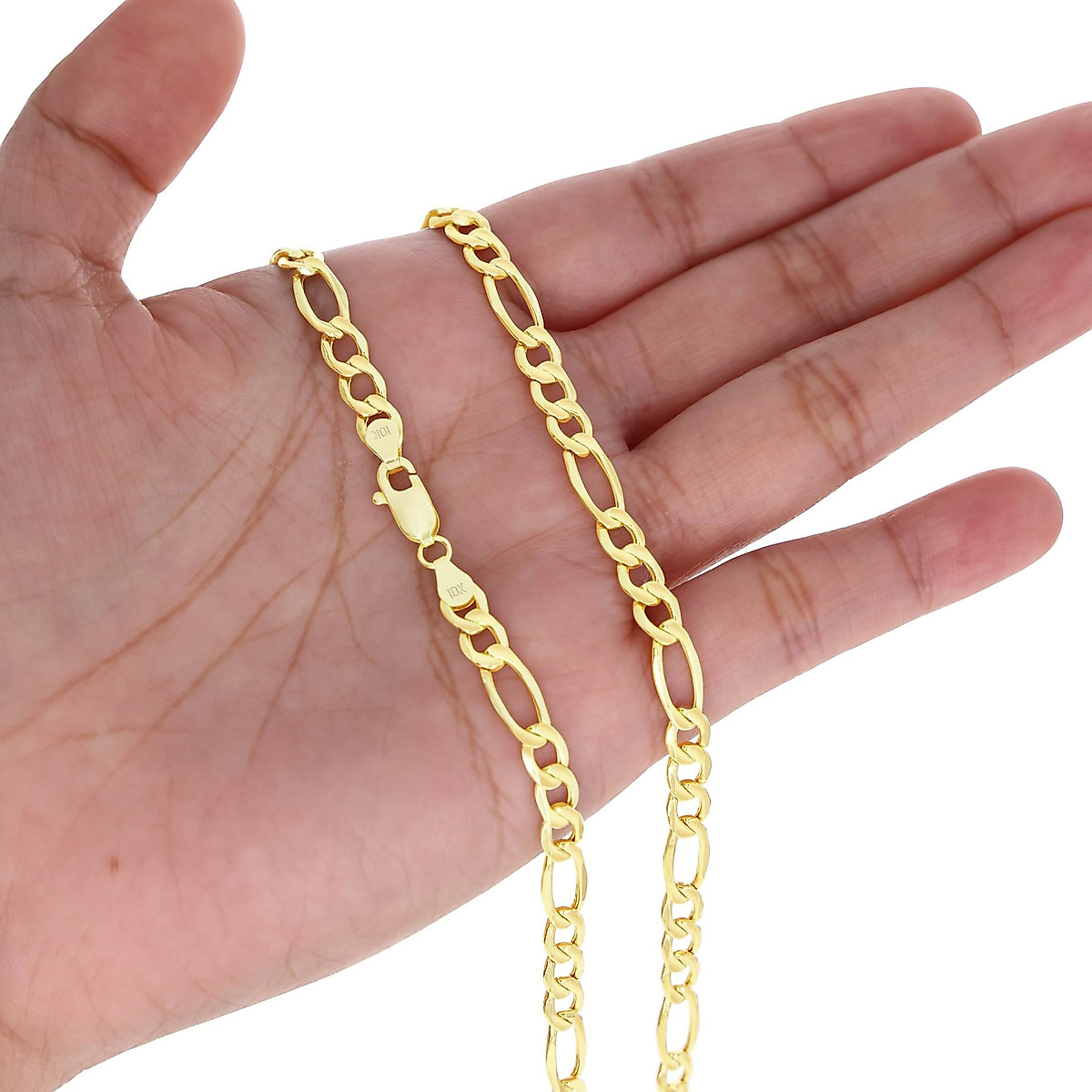 Nuragold 10k Yellow Gold 5.5mm Figaro Chain Link Bracelet, Mens Womens Jewelry 7" 7.5" 8" 8.5" 9"
