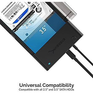 USB 3.0 Extension Cable A Male to A Female [Black] 3 Feet+ USB 3.0 to SATA External Hard Drive Lay Flat Docking Station for 2.5 or 3.5in HDD, SSD