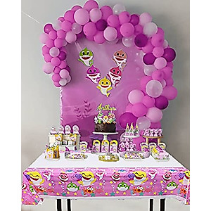 2 Pack Pink Shark Tablecloth - 70.8x42.5 Inch Undersea World Plastic Disposable Table Cloth Shark Baby Table Cover for Girls Birthday Party Supplies