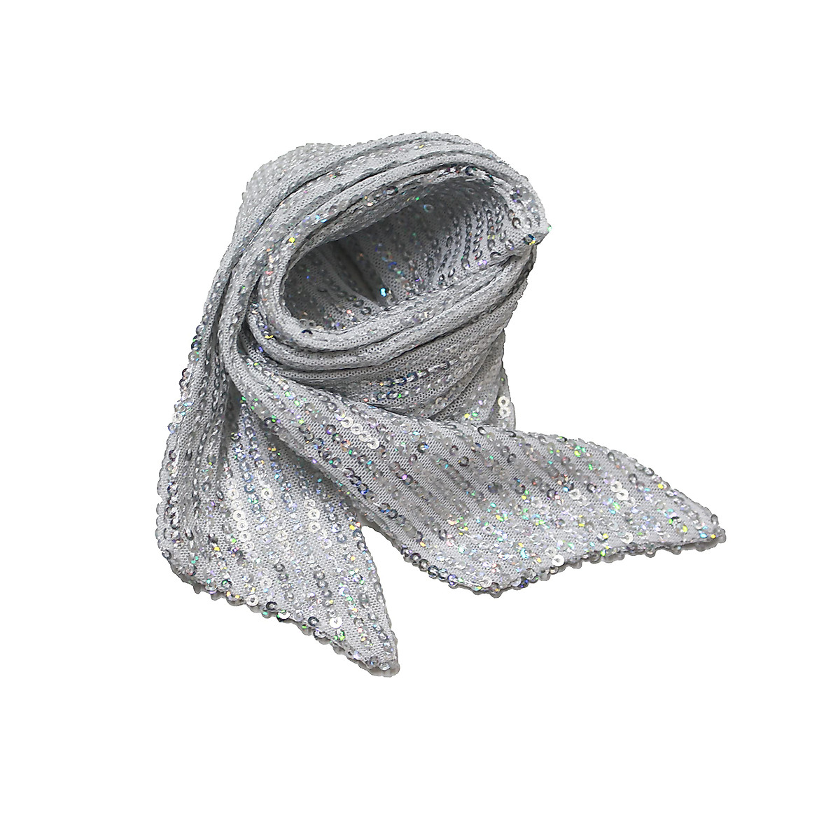 HI-party Small scarf with fashionable sequins for decoration (Laser white)