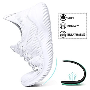 Akk White Sneakers for Women Walking Shoes Womens Comfy Tennis Memory Foam Gym Workout Athletic Nursing Running Work Shoes Size 7