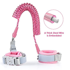 Yuehuam 2 in 1 Toddler Leash, Toddler Harness with Leash Girl Children Safety Anti Lost Wrist Link with Lock for Reflective Child Harness for Girls/Boys Travel