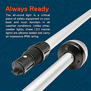 TRUE MODS 34"- 60" 12-24V Adjustable White LED Marine Navigation Anchor All-Round Boat Light [USCG ABYC A-16 3NM] [Telescoping Pole Base] [Waterproof] 3 Nautical Mile Back Rear Stern Tower Light