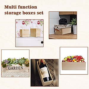 Aweyka 6 Packs Unfinished Wood Box in 5 Sizes Rustic Handles Wooden Box Storage Organizer Container Craft Box Nesting Treasure Boxes for Crafts Home Table Decoration