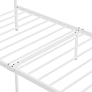 Weehom Twin Bed Frames No Box Spring Needed Easy Assembly Metal Platform Twin Bed Frame with Headboard & 12.7inch Underbed Storage White